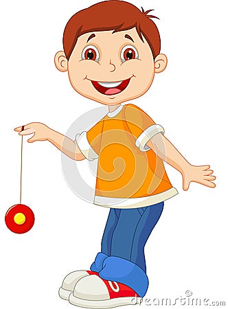 Little Boy Cartoon Playing Yo Yo Royalty Free Stock Photography - Image ...