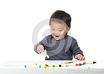 Little Boy Concentrate On Drawing Royalty-Free Stock Photography ...
