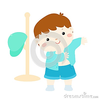 Little Boy Dressing Up Himself Illustration | CartoonDealer.com #73861280