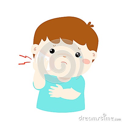 Little Boy Having Toothache Cartoon . Vector Illustration ...