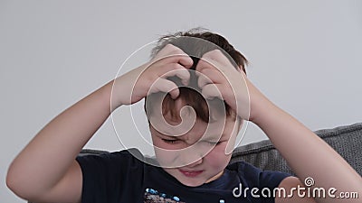 Little Boy Scratching His Head, Allergies, Lice Stock Video - Video of ...