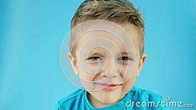 Little Boy Yelling at Blue Background Concept of a Disagreement ...