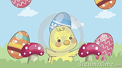 Little Easter Chick and Eggs in the Camp Animation Stock Video - Video ...