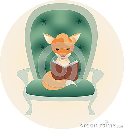 Little Fox Reading A Book Stock Illustration - Image: 38920927