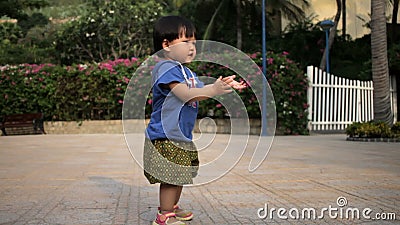 Little Girl Dancing and Clapping Stock Footage - Video of jump ...