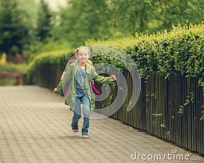 Little Girl Go Home From School Stock Photo - Image: 58787905