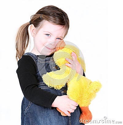 Little Girl Hugging Her Stuffed Toy Royalty Free Stock Photography ...