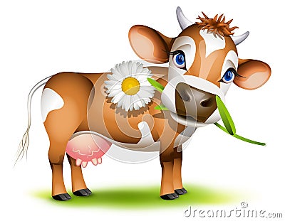 Little Jersey Cow Vector Illustration | CartoonDealer.com #26831756