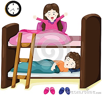 Little Kids On Bunk Bed Cartoon Vector | CartoonDealer.com #42317731