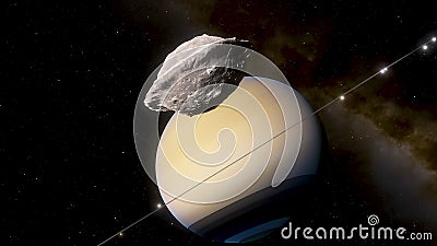 Little Moon Pallene in Orbit Around Saturn. Stock Footage - Video of ...
