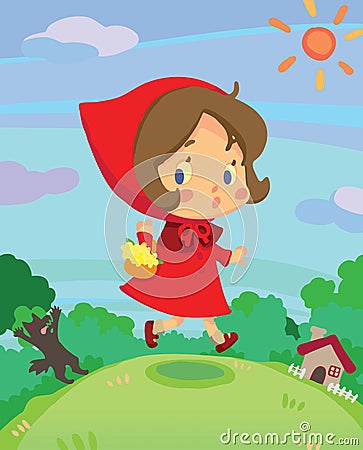 Little Red Riding Hood On Run In A Little Dreamy W Royalty Free Stock ...