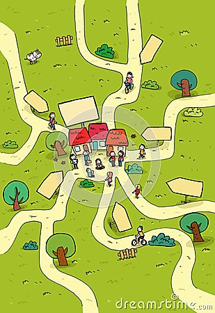 Little Town Cartoon Map Stock Illustration | CartoonDealer.com #22141171