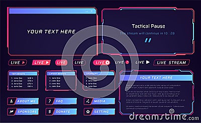 Live Streaming Interface. UI Frames For Video Conference. Buttons And ...