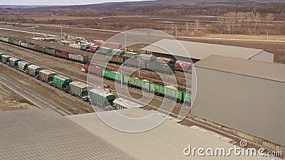 There are Several Wagons Loaded with Limestone on the Railroad Track ...