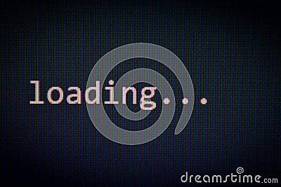 Loading Message On Display Screen Black Background Data Progress ...
