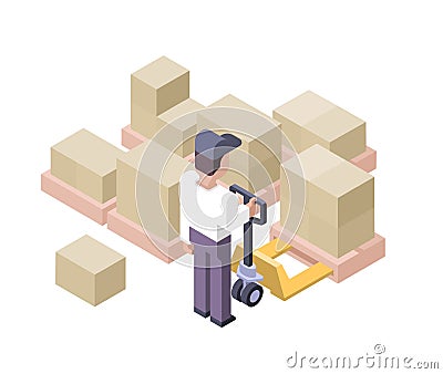 Loading And Moving. Distribution Center Vector Illustration ...