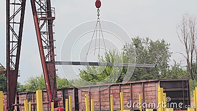 Loading of a Profile Pipe by a Gantry Crane into a Freight Car, Loads ...