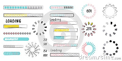 Loading Progress Bar Vector Style In Doodle Style. Updated Progress ...