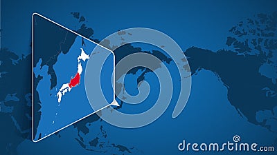 Location Of Japan On The World Map With Enlarged Map Of Japan With Flag ...