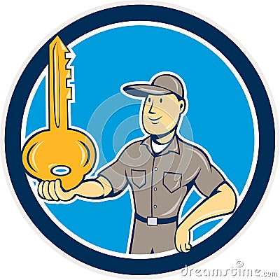 Locksmith Balancing Key Palm Circle Cartoon | CartoonDealer.com #47720743