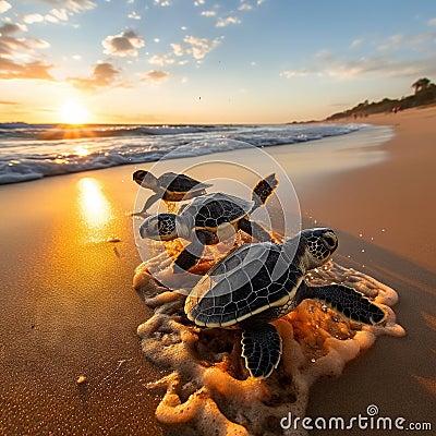 Loggerhead Sea Turtle Hatchlings Royalty-Free Cartoon | CartoonDealer ...