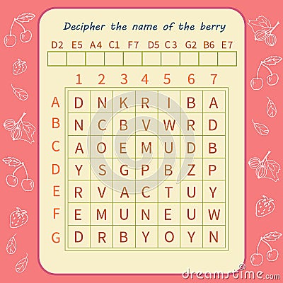 Logic Game For Children. Decipher The Name Of The Berry Vector ...