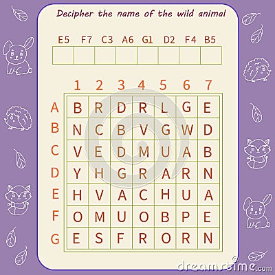 Logic Game For Children. Decipher The Name Of The Wild Animal Royalty ...