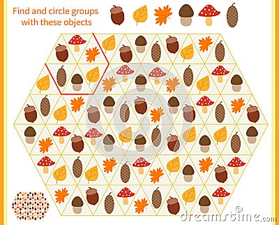 Logic Game For Children. Divide And Circle The Groups With The Objects ...