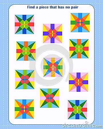 Logic Game For Children. Find Which Shape Is Unpaired. Development Of ...