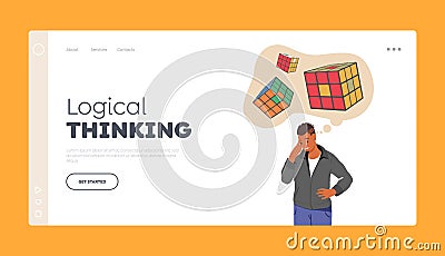 Logical Thinking Landing Page Template. Man With Mathematical Structural Mental Mindset Type ...