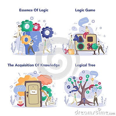 Logician Concept Set. Scientist Systematicly Study Of The Forms Cartoon ...