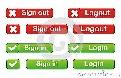 Login, Logout, Sign In And Sign Out Buttons Stock Image | CartoonDealer ...