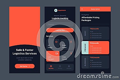 Logistics App UI Design Cartoon Vector | CartoonDealer.com #281256429