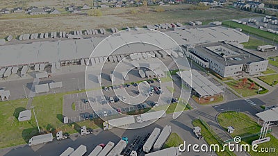 Logistics Park with a Warehouse and Loading Hub. Semi-trucks with Cargo ...