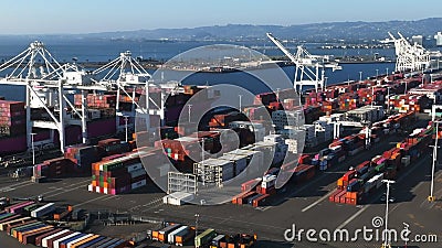 Logistics and Transportation of Container Cargo Ship with Working Crane ...