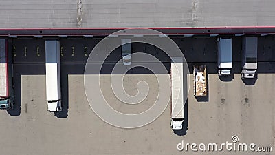 Logistics Warehouse with Gates for Loading. Aerial View Stock Footage ...