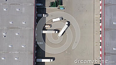 Logistics Warehouse with Gates for Loading. Aerial View Stock Footage ...