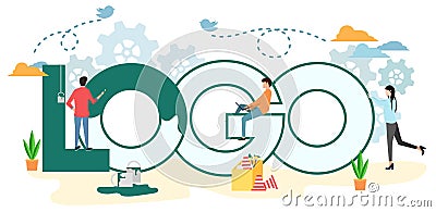 Logo Creation Process. A Group Of People Are Working On The Logo ...