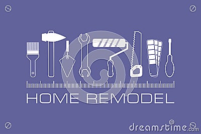 Logo Home Remodel, Icon Of Tools For Repair. Cartoon Vector ...