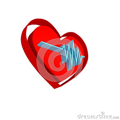 Heart Rhythm Logo. Pulse Simbol - 3D Render Royalty-Free Stock Photo ...
