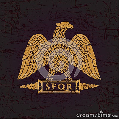 Logo Of The Roman Eagle On An Old Shabby Texture. Cartoon Vector ...