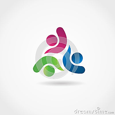 Logo Teamwork Optimistic Successful People Cartoon Vector ...