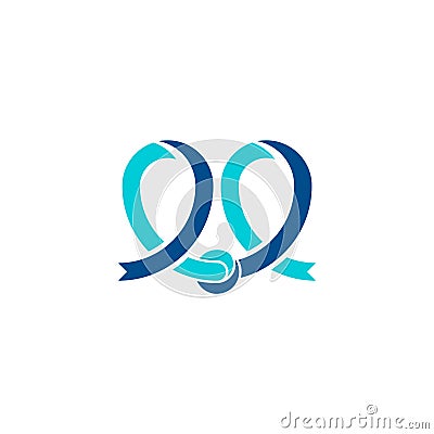 Logo Of Two Circular Ribbons Tied In A Knot Cartoon Vector ...
