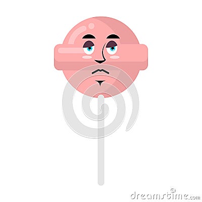 Lollipop Sad Emoji. Candy On Stick Sorrowful Emotion Isolated Cartoon ...