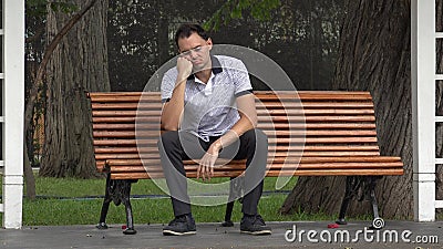 Lonely Man on Park Bench stock footage. Video of alone - 88315274