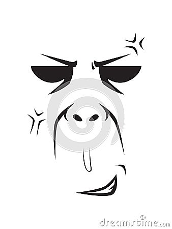 Long Face Expression - Holding The Anger. Isolated Vector Illustration ...