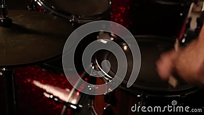 Long Hair Drummer Playing Drums Stock Video - Video of drummer, black ...