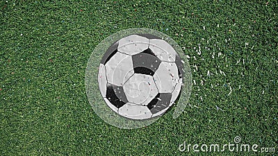 Long Hand Assembling a Soccer Ball Cutout Retro Style with Confetti ...