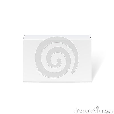 Long White Cardboard Box Mockup - Front View. Realistic Cardboard Box ...