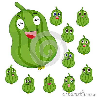 Loofah Cartoon With Many Expressions Vector Illustration ...